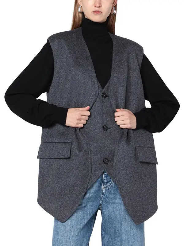 Bottega Veneta Reversible Wool Vest - Grey