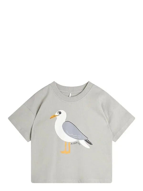 MINI RODINI Gray T-shirt With Seagull Print - Grey