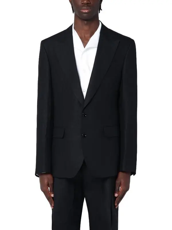 Dolce & Gabbana Single-breasted Linen Jacket - Black