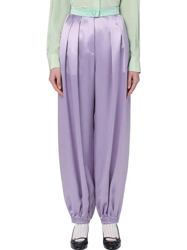 Valentino Garavani Wide Silk Pants - Purple