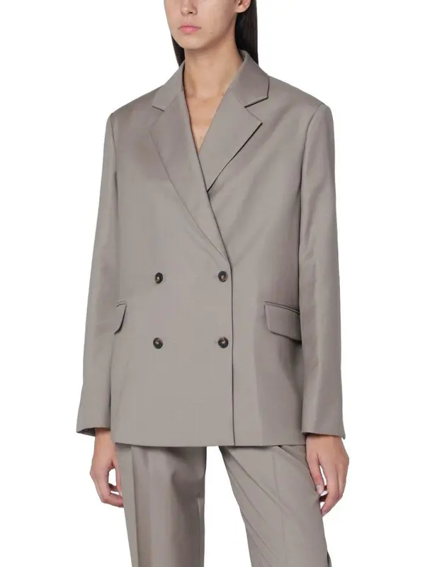 Loulou De Saison Double-breasted Virgin Wool Jacket - Beige