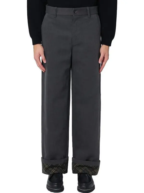 Burberry Check Lapel Cotton Trousers - Black