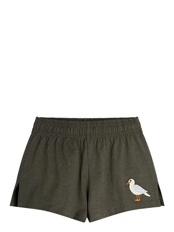 MINI RODINI Embroidered Cotton Shorts - Black
