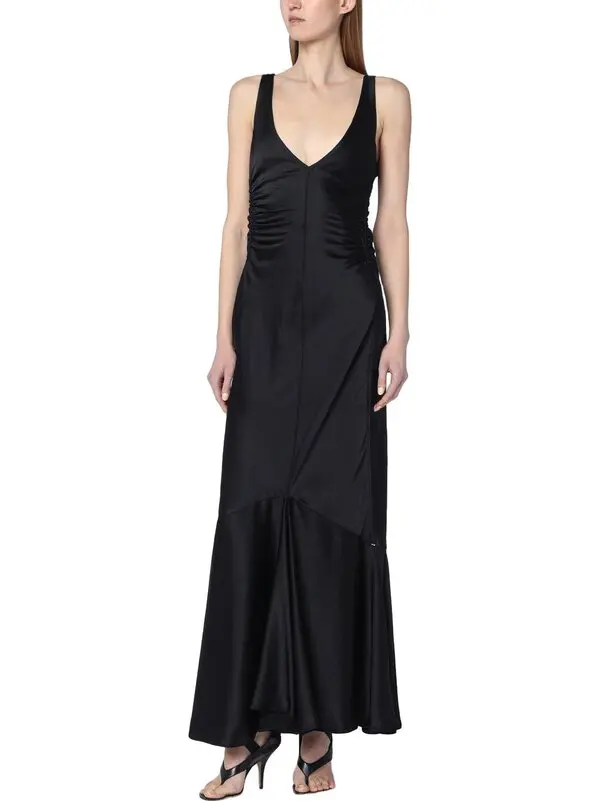 Sportmax Long Satin Dress - Black