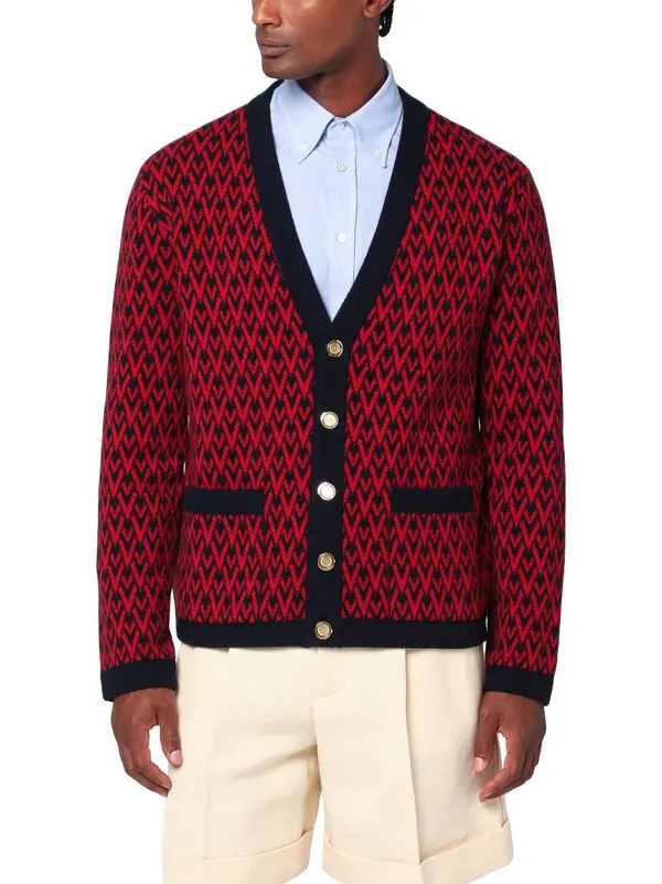 Valentino Garavani Jacquard Patterned Cardigan - Blue