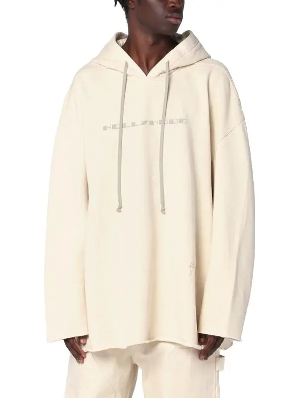 Rick Owens Oversized Cotton Sweatshirt - Beige