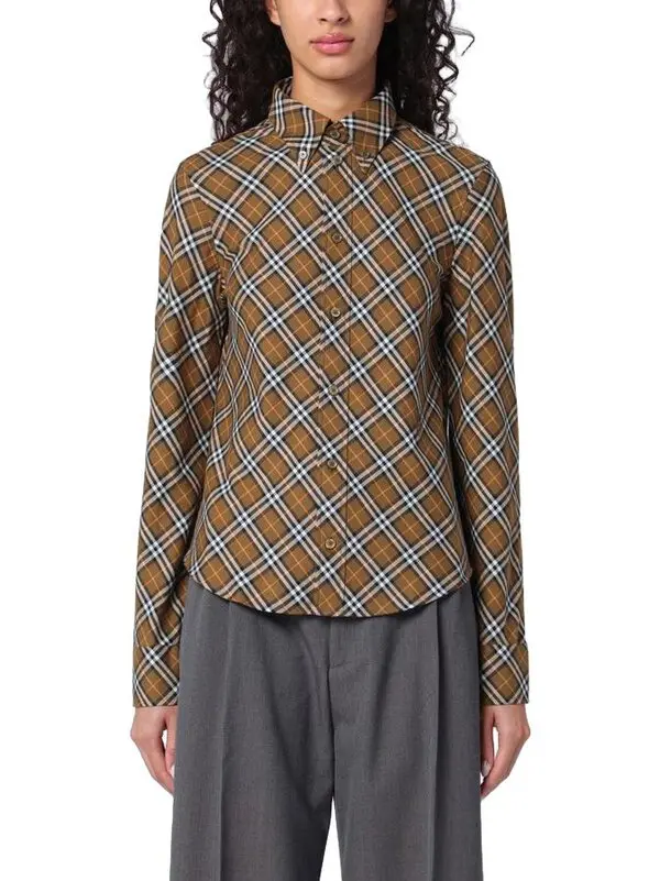 Burberry Check Cotton Shirt - Brown