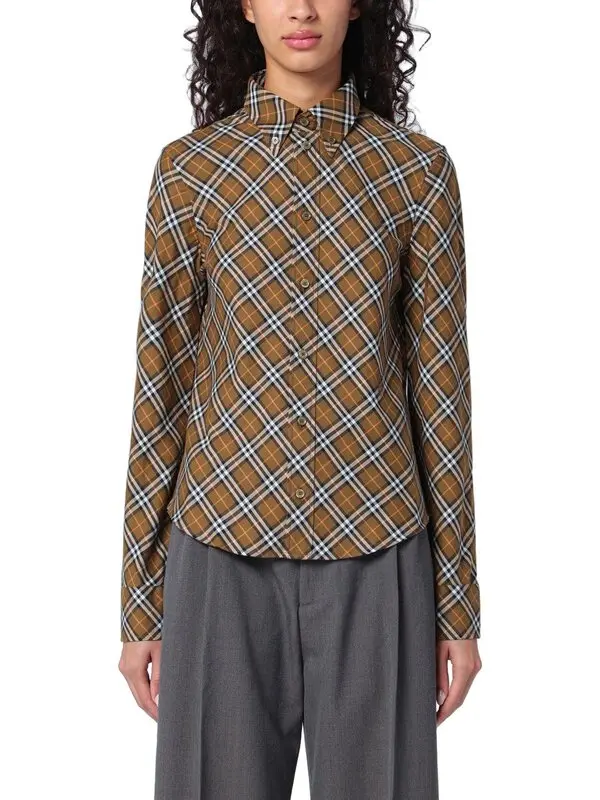 Burberry Check Cotton Shirt - Brown