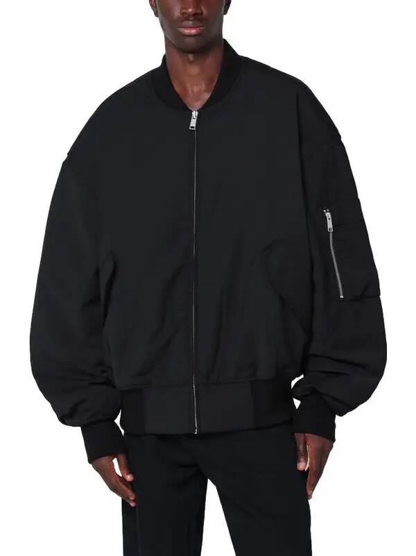 ENTIRE STUDIOS Wool-blend Zip-up Bomber Jacket - Black