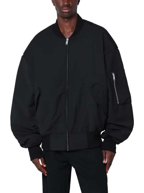 ENTIRE STUDIOS Zip-up Wool-blend Bomber Jacket - Black