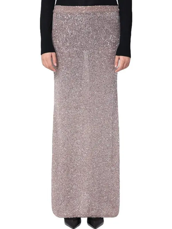 Balenciaga Maxi Skirt With Sequins - Brown
