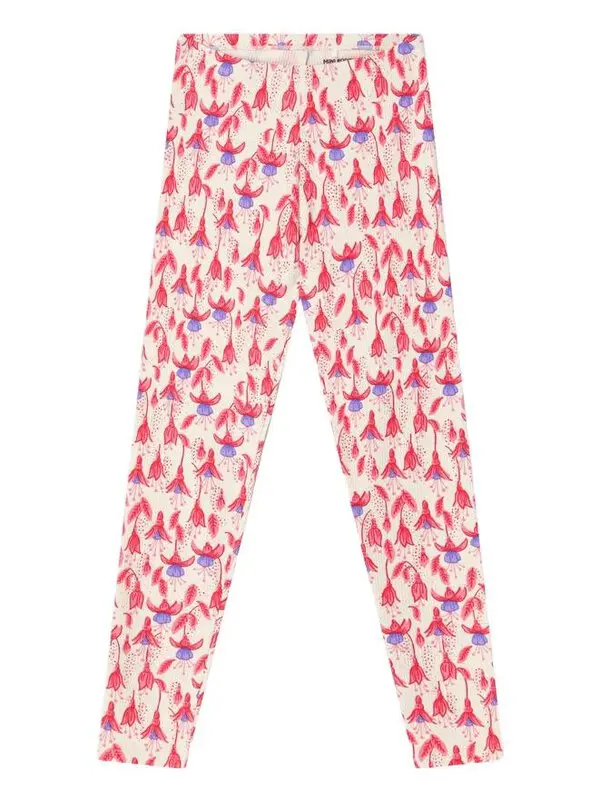 MINI RODINI Patterned Leggings In Organic Cotton - Red