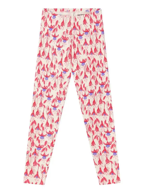 MINI RODINI Patterned Leggings In Organic Cotton - Red