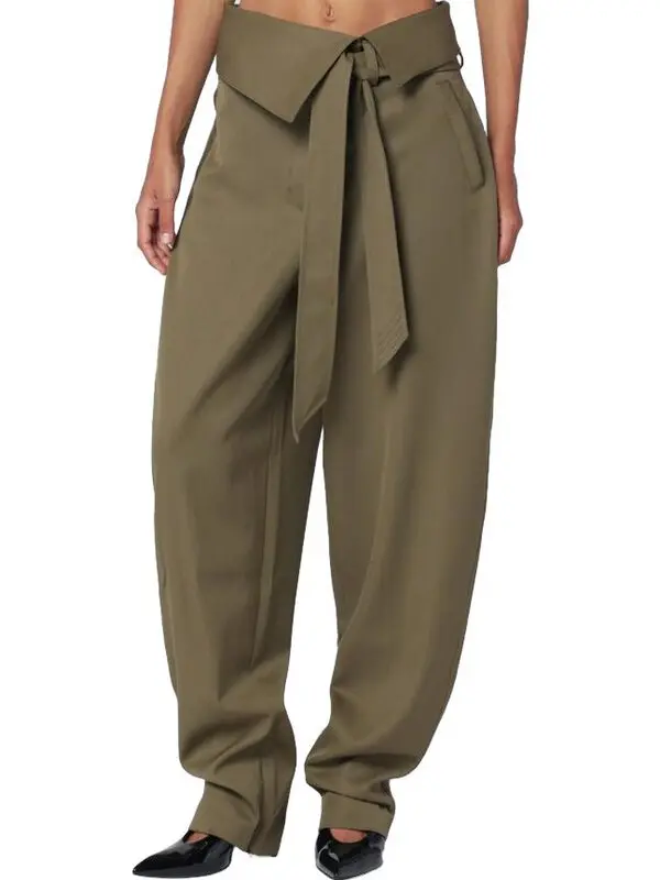 Attico Wide-leg Gabardine Trousers - Green