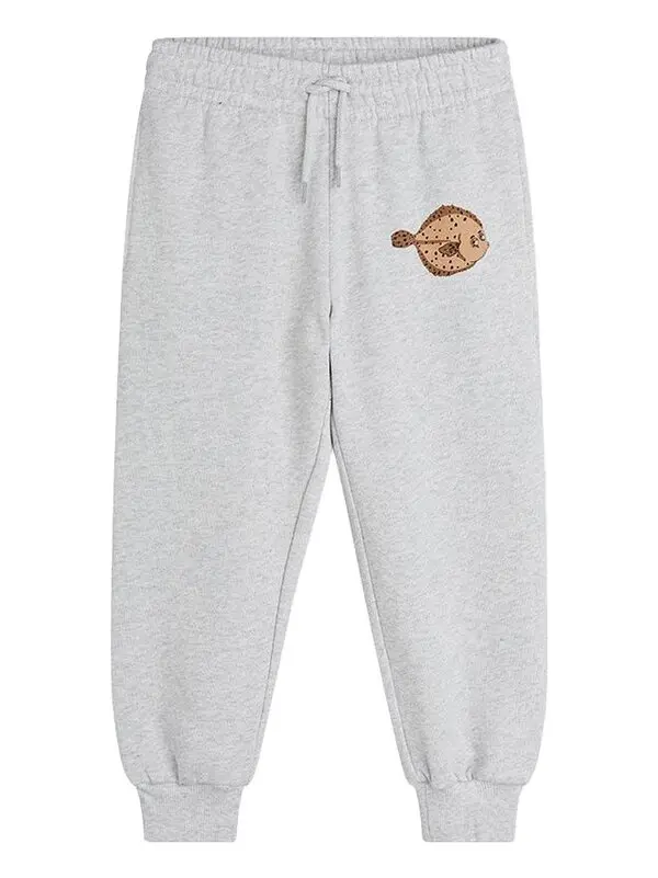 MINI RODINI Gray Jogging Pants With Flundra Print - Grey