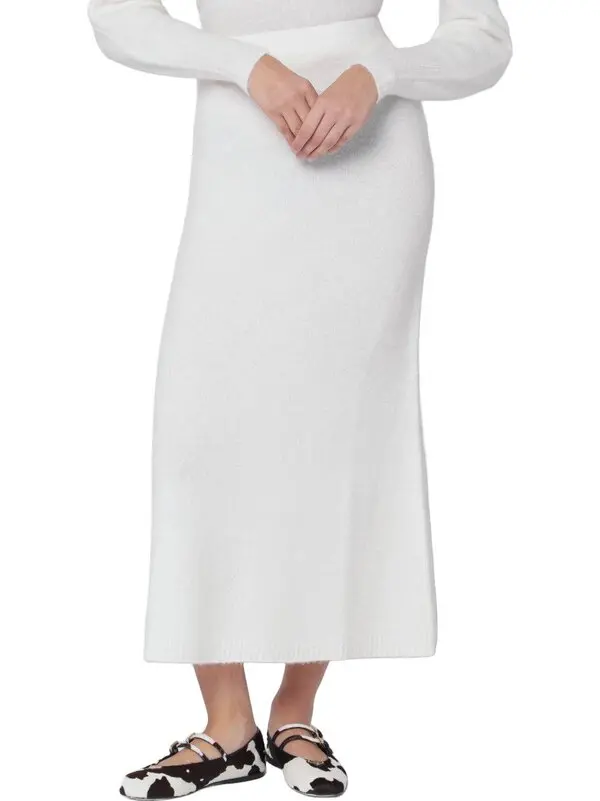 Max Mara Long Skirt In Stretch Cashmere Knit - White