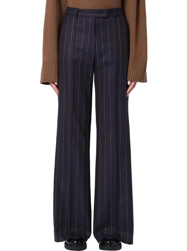 QL2 QUELLEDUE Wool-blend Pinstripe Trousers - Blue