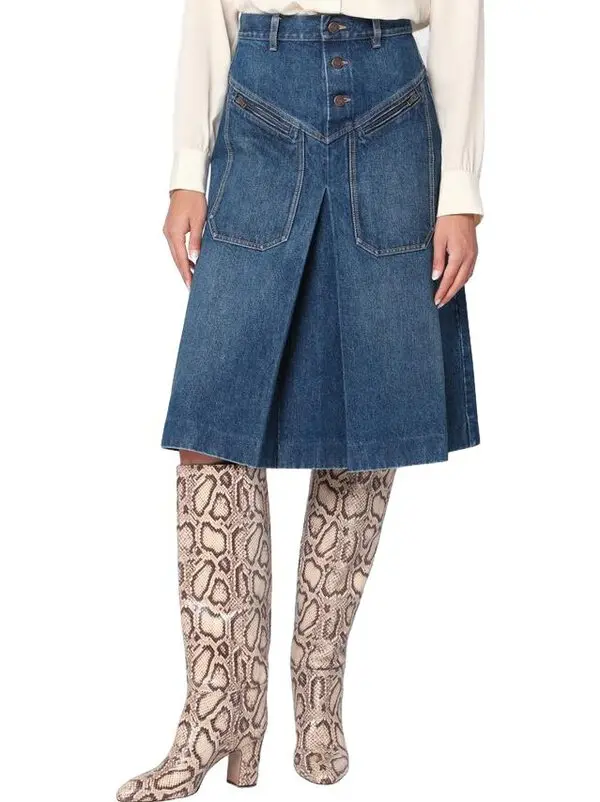 Chloé Knee-length Denim Skirt - Blue