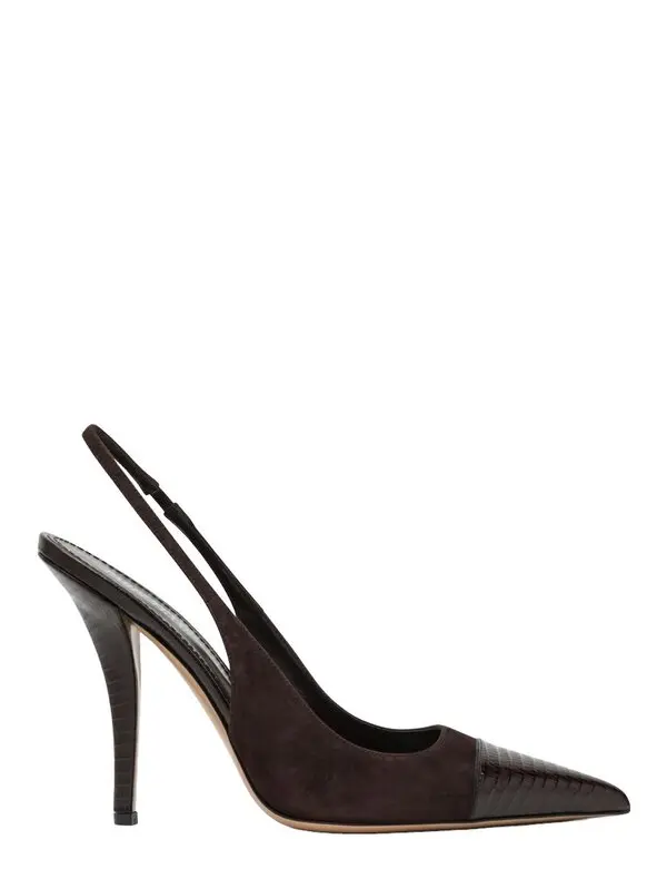 Paris Texas Suede And Leather Slingback - Brown