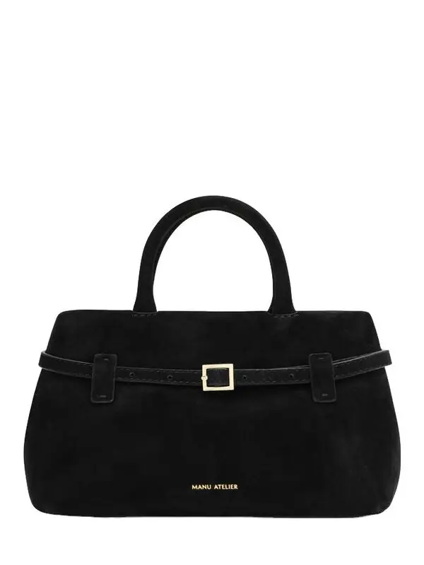 Manu Atelier Le Cambon 25 Suede Handbag - Black