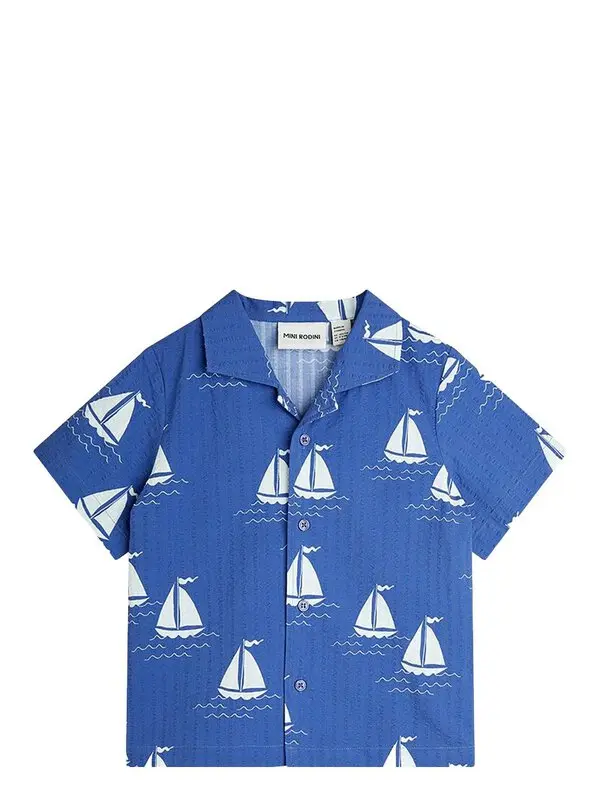 MINI RODINI Shirt With Sailboats - Blue