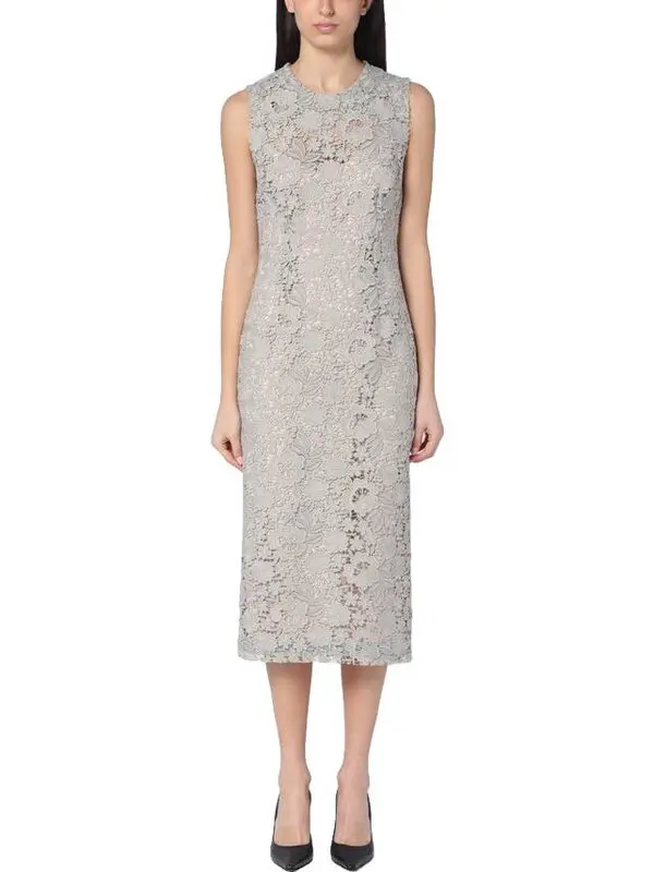 P.a.r.o.s.h Lace Midi Dress - Grey