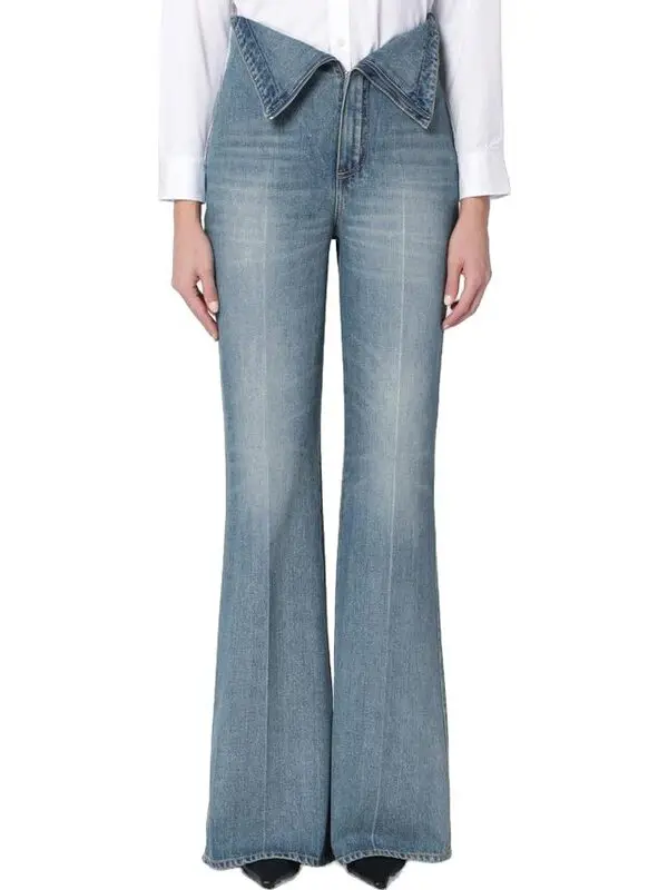 Alexander McQueen Flared Jeans With Turn-up Waist - Blue