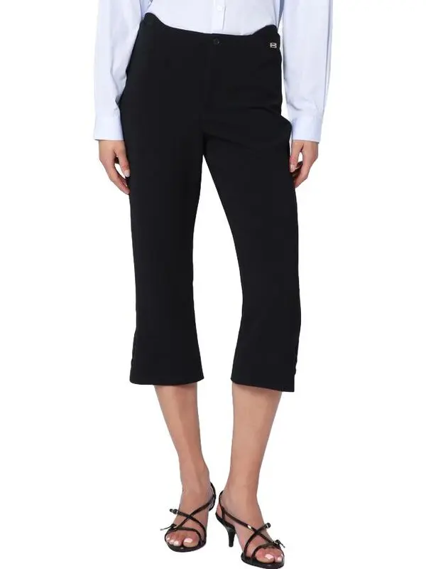 Victoria Beckham Cropped Wool Blend Trousers - Black