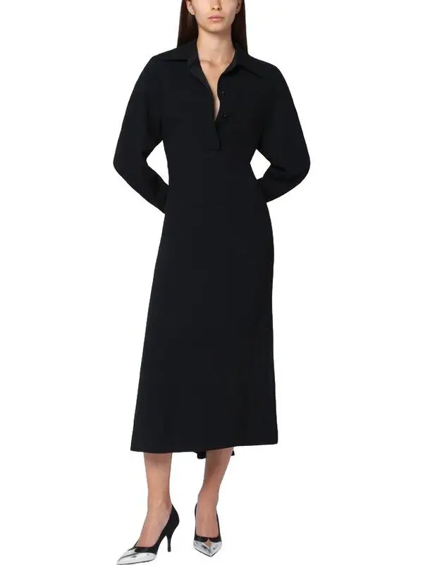 Victoria Beckham Satin Midi Shirt Dress - Black