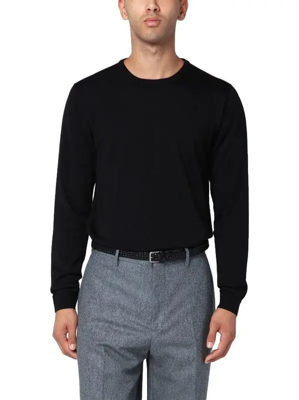 ROBERTO COLLINA Crew Neck Wool Sweater - Black