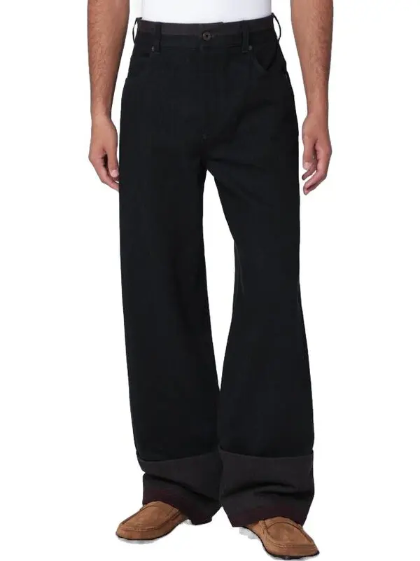 Loewe Straight-leg Cuffed Jeans - Black