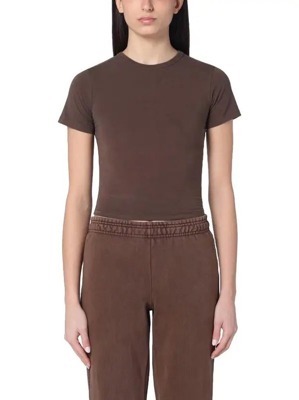 ENTIRE STUDIOS Cropped Cotton T-shirt - Brown