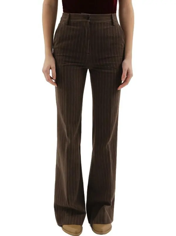 1989 STUDIO Striped Flared Pants - Brown