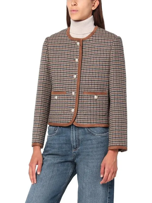 DUNST Checked Tweed Jacket - Brown