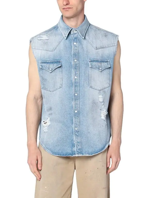 MAISON MARGIELA Denim Vest - Light Blue