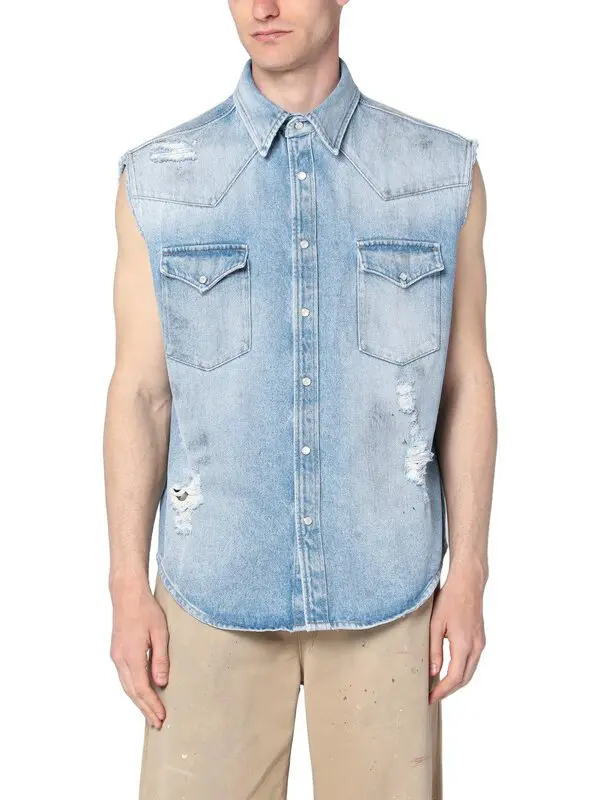 MAISON MARGIELA Denim Gilet - Light Blue