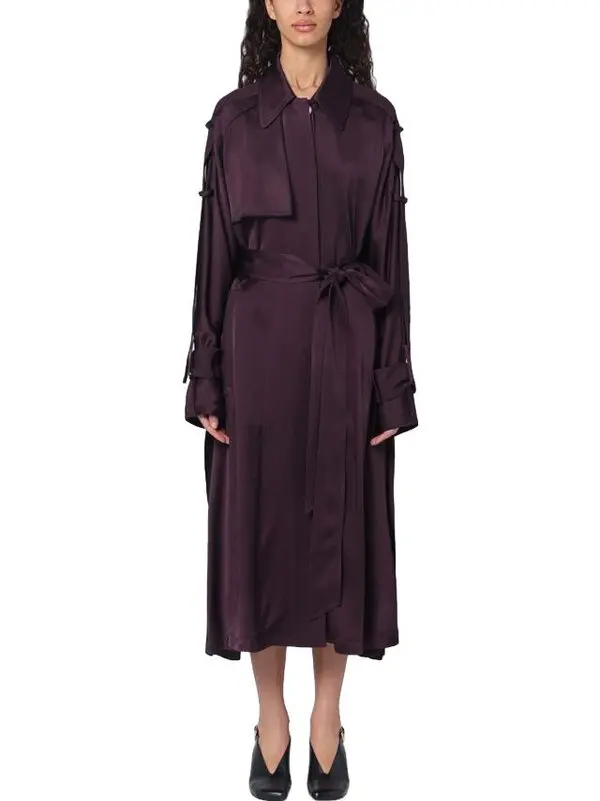 Victoria Beckham Single-breasted Trench Coat - Burgundy