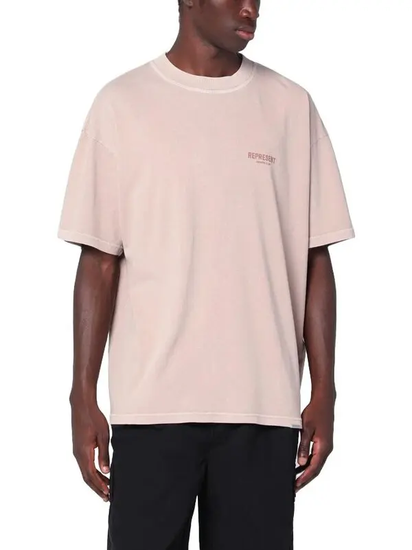 REPRESENT Dusty Mauve Cotton T-shirt With Logo - Pink