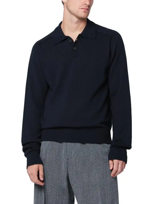 Studio Nicholson Wool Polo Sweater - Blue