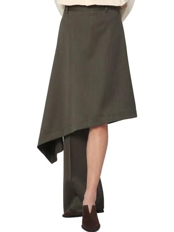 Bottega Veneta Wool Mélange Trouser Skirt - Green