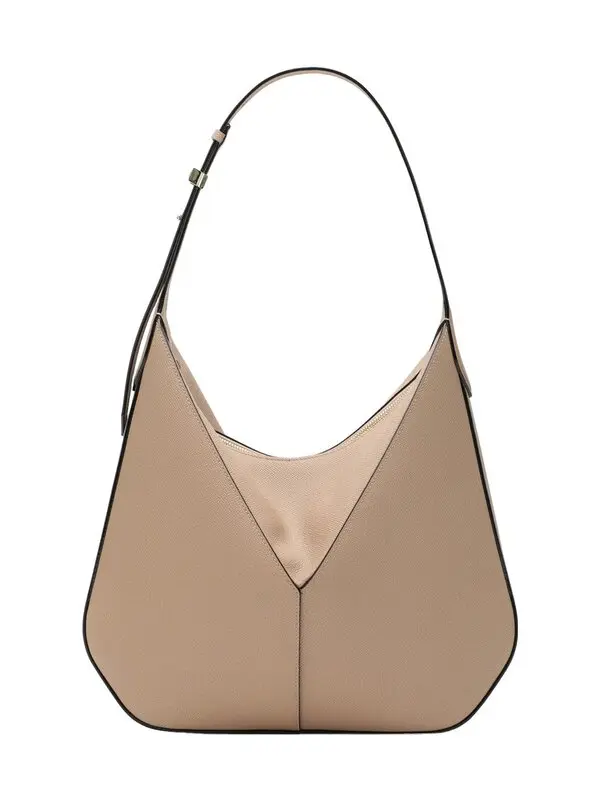 VALEXTRA Vivi Leather Hobo Bag - Beige