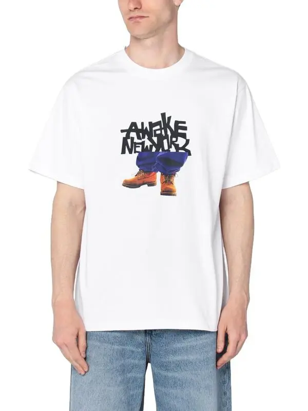 AWAKE NY T-shirt With Stomper Logo Print - White