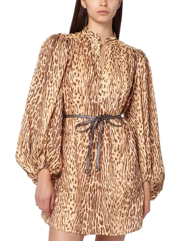Zimmermann Leopard Print Linen Mini Dress - Multicolor