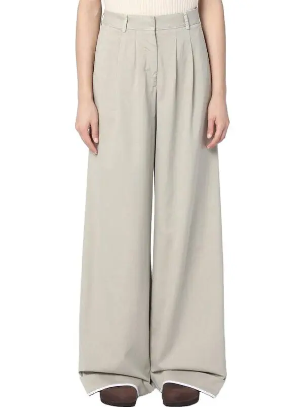 Palm Angels Cotton Wide Leg Trousers - Beige