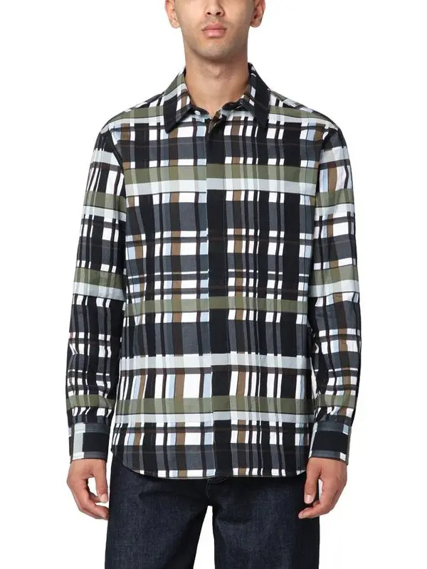 Bottega Veneta Black/white Check Pattern Shirt - Green