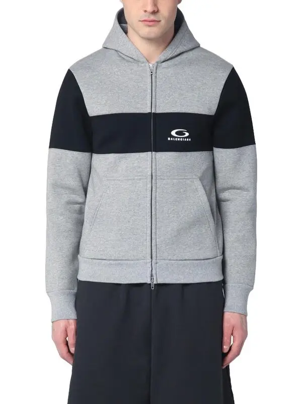 Balenciaga Loop Sports Icon Zip-up Sweatshirt - Grey