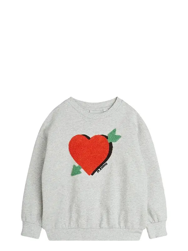 MINI RODINI Heart And Arrow Velour Sweatshirt - Grey