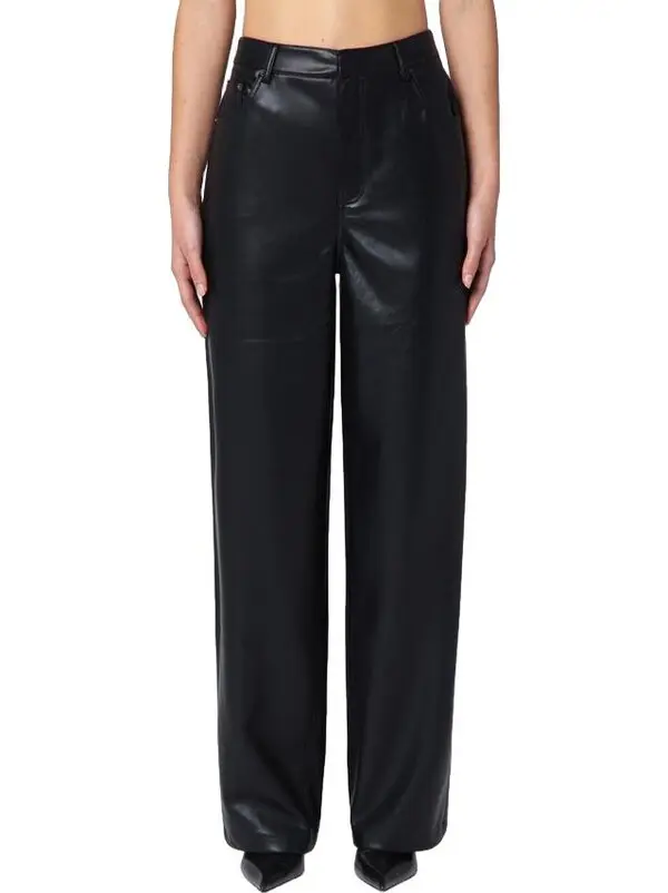 ROTATE BY BIRGER CHRISTENSEN Faux Leather High-waisted Trousers - Black