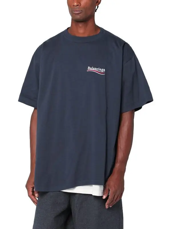 Balenciaga Double T-shirt Political Campaign Navy/white - Blue