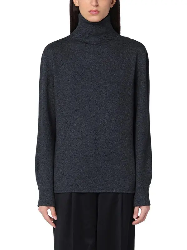 Givenchy Wool And Cashmere Turtleneck With Drawstring - Grey
